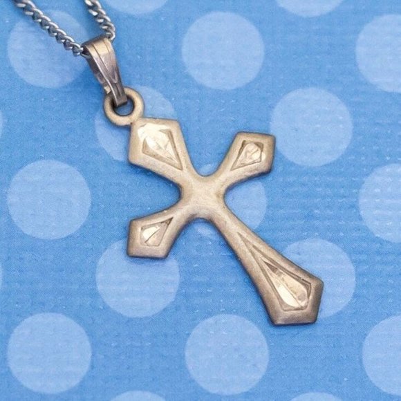 Jewelry | 18 Inch Vintage Arrowhead Tip Cross Pendant Sterling Silver ...